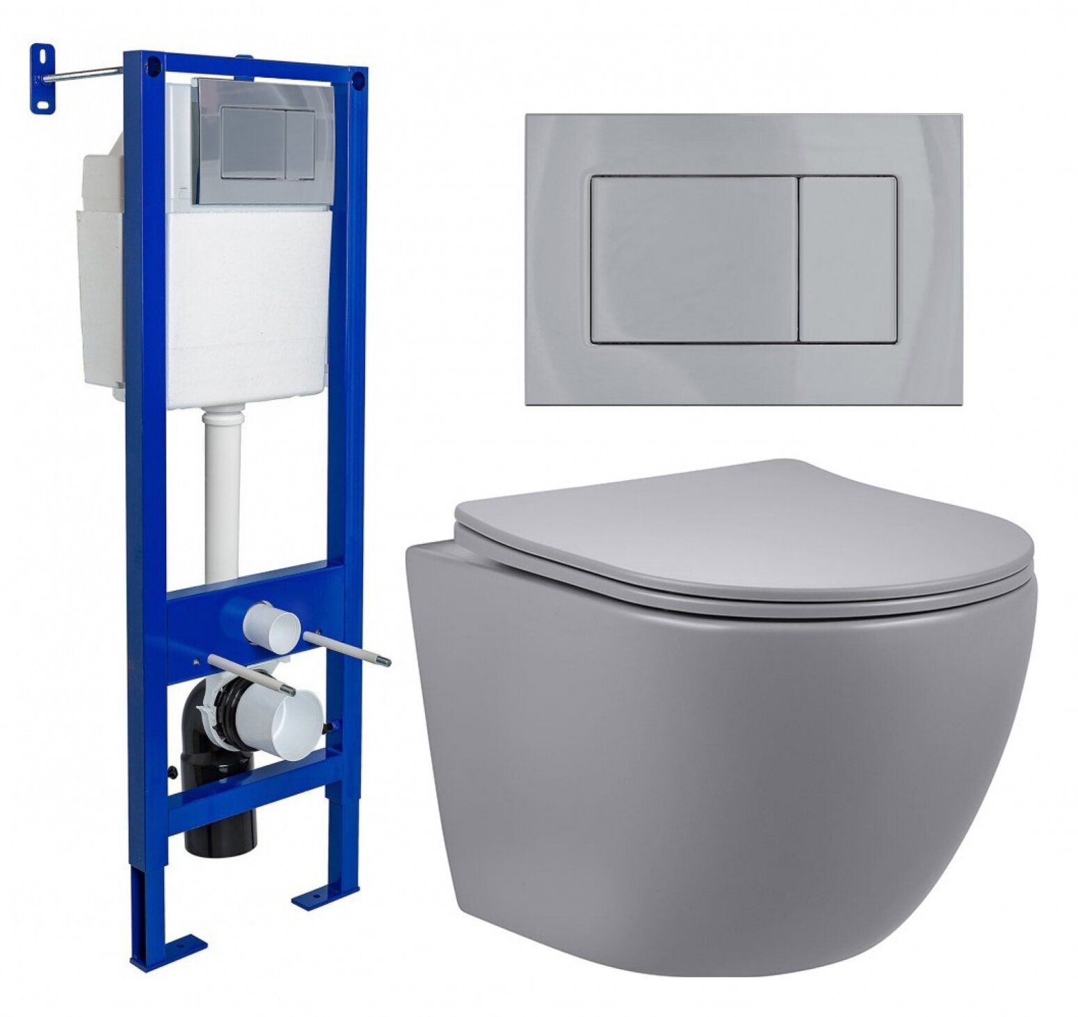 Комплект 3 в 1 инсталляция Berges Wasserhaus Atom 410 + Унитаз подвесной Vincea Globo VT1-14SMG + кнопка хром