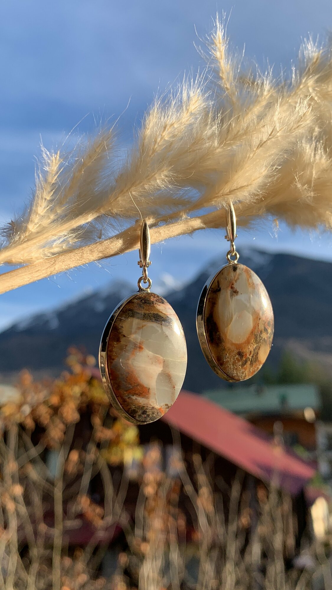 Серьги, яшма