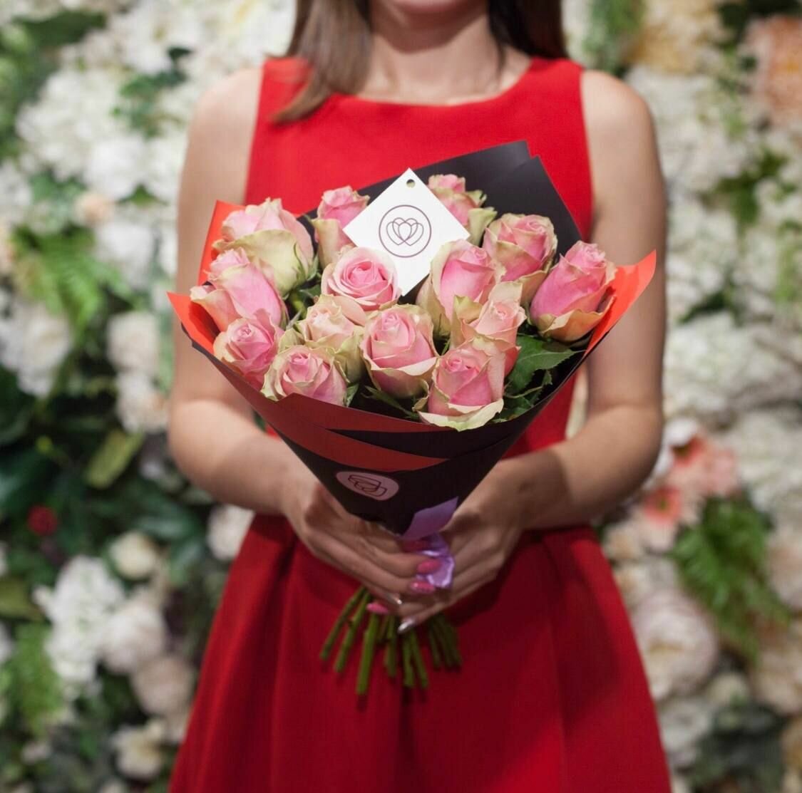 Розовые розы 15шт / Букет / Цветы