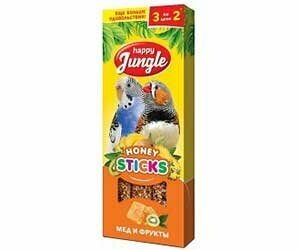 Палочки для птиц Happy Jungle мед и фрукты 90г 3шт j204