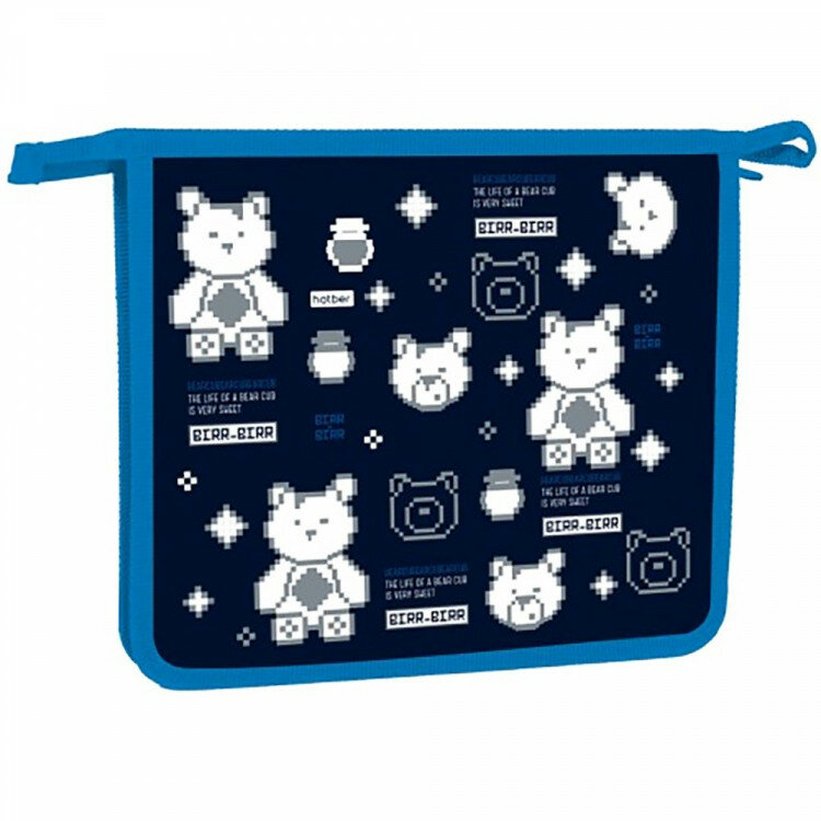 Папка школьная для тетрадей А5 на молнии 1отделение Hatber Мишка арт. AMc_01007