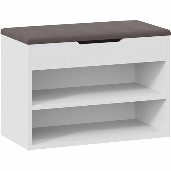 Тумба для обуви Трия Тип 11 Белый Ясень/Велюр Серый