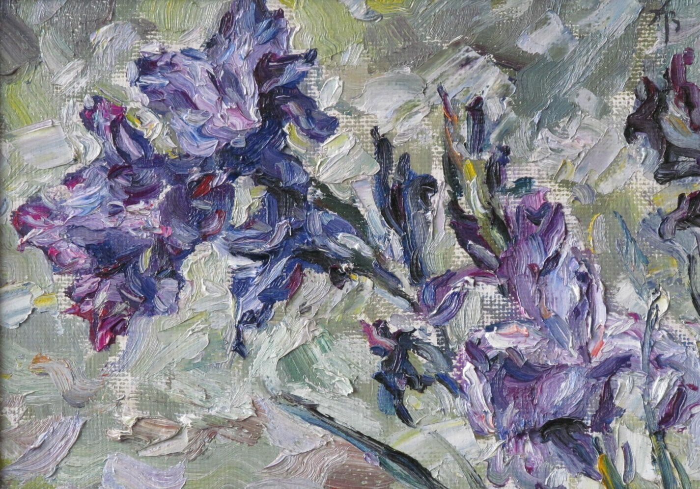 Картина "Гладиолусы", 25х35 см, холст; масло, авторская работа;