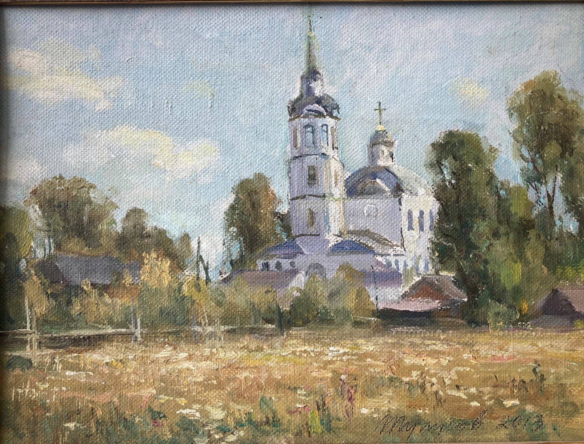 АРТ-Салон на Октябрьской картина "Сельская церковь", 18х24 см, картон, масло, авторская работа