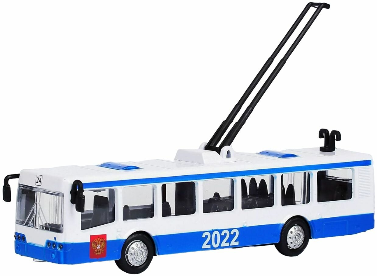 Модель масштабная коллекционная "Троллейбус" инерционная, 16,5 см, открываются двери, металлический игрушечный транспорт, детская игрушка для песочницы и дома