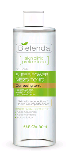 Bielenda Skin Clinic Professional - Super Power Mezo Tonic Активный тоник для лица с миндальной и лактобиновой кислотой 200 мл.
