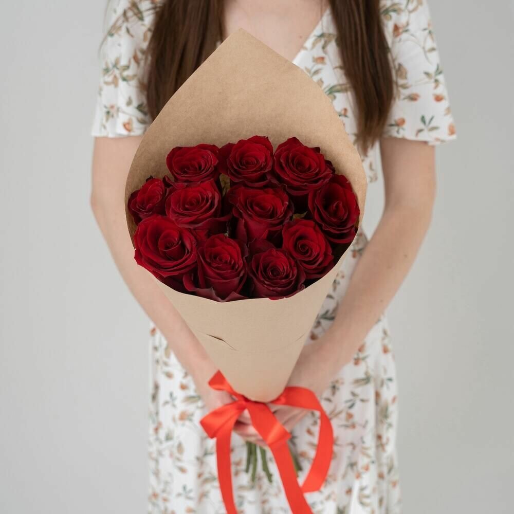 Букет "Букет из Роз" Well-flowers, круглый, из 11 роз, высота 50 см, букет свежих цветов — фото 1