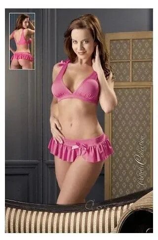 Комплект нижнего белья с розовым топом, мини-юбкой и трусиками Cottelli Collection