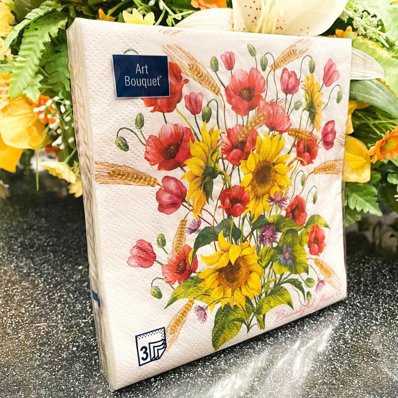 Салфетки Desna "Солнечный букет", бумажные, квадратные, целлюлоза