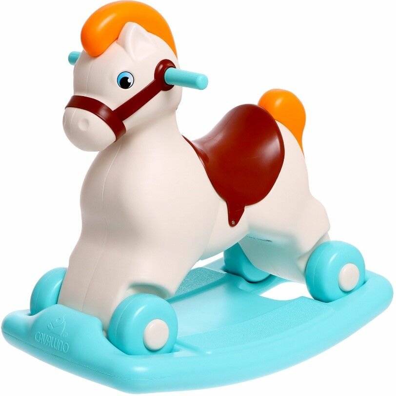 Детская каталка-качалка "Пони", пластиковая игрушка толокар, лошадка для малышей, сафари, цвет бирюзовый