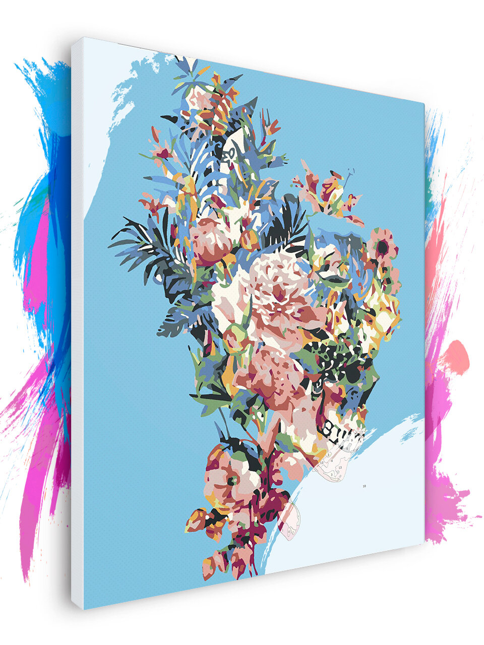 Картина по номерам на холсте Череп и цветы 2, 30 х 40 см