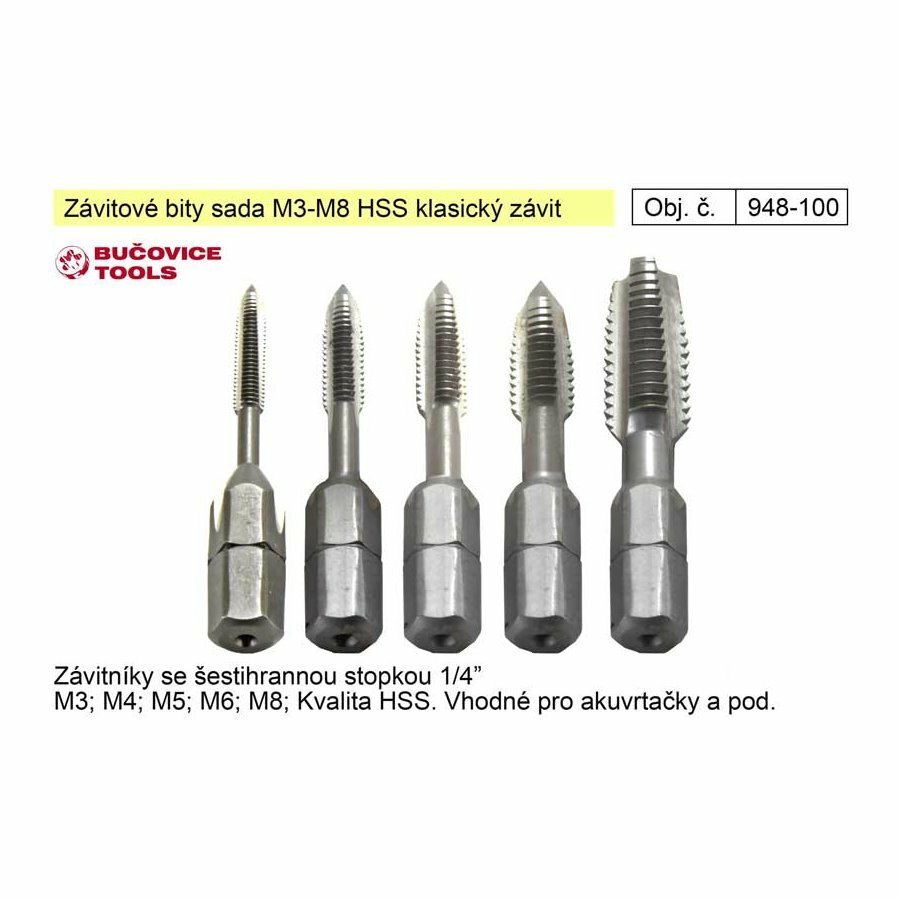 Набор метчиков-бит BIT1 M3-M8 HSS Bucovice Tools 948100
