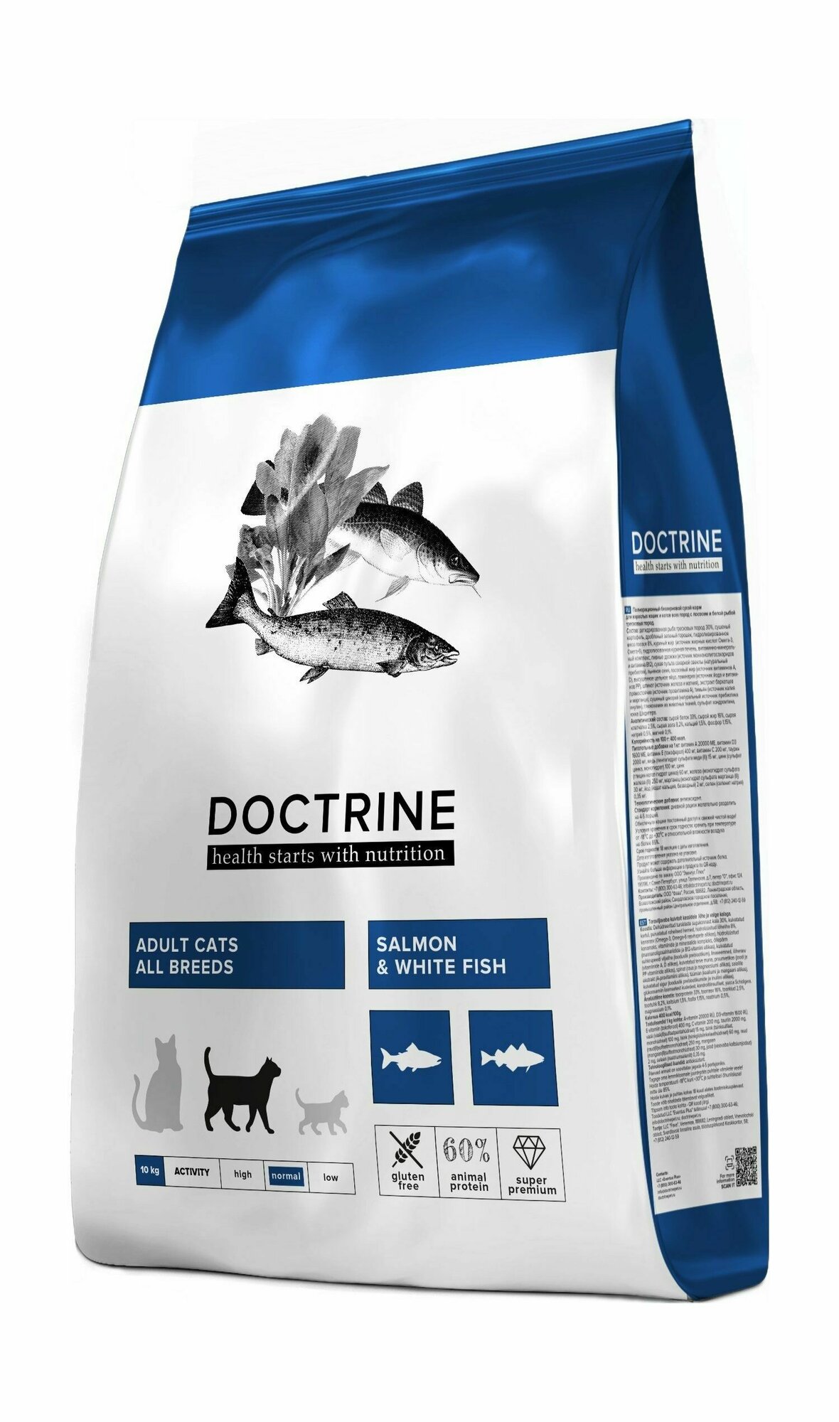 Doctrine - Сухой корм для взрослых кошек и котов, с Лососем и Белой рыбой (10 кг)