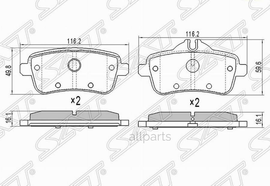 SAT ST-A0064203320 Колодки тормозные (Сзади) Mercedes-Benz M-Class 11-15 / A-Class 12-18