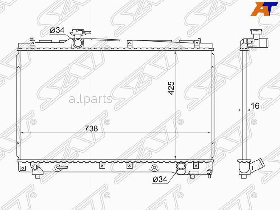 SAT SG-TY0002-ACM20 Радиатор Toyota Ipsum (ACM20) 01-09 / Noah 01-13