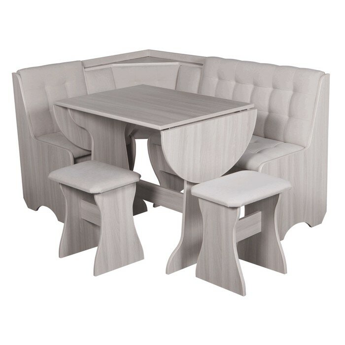 Кухонный уголок «КУ-1Л2У Т3», со столом, с табуретам, цвет шимо светлый/белый