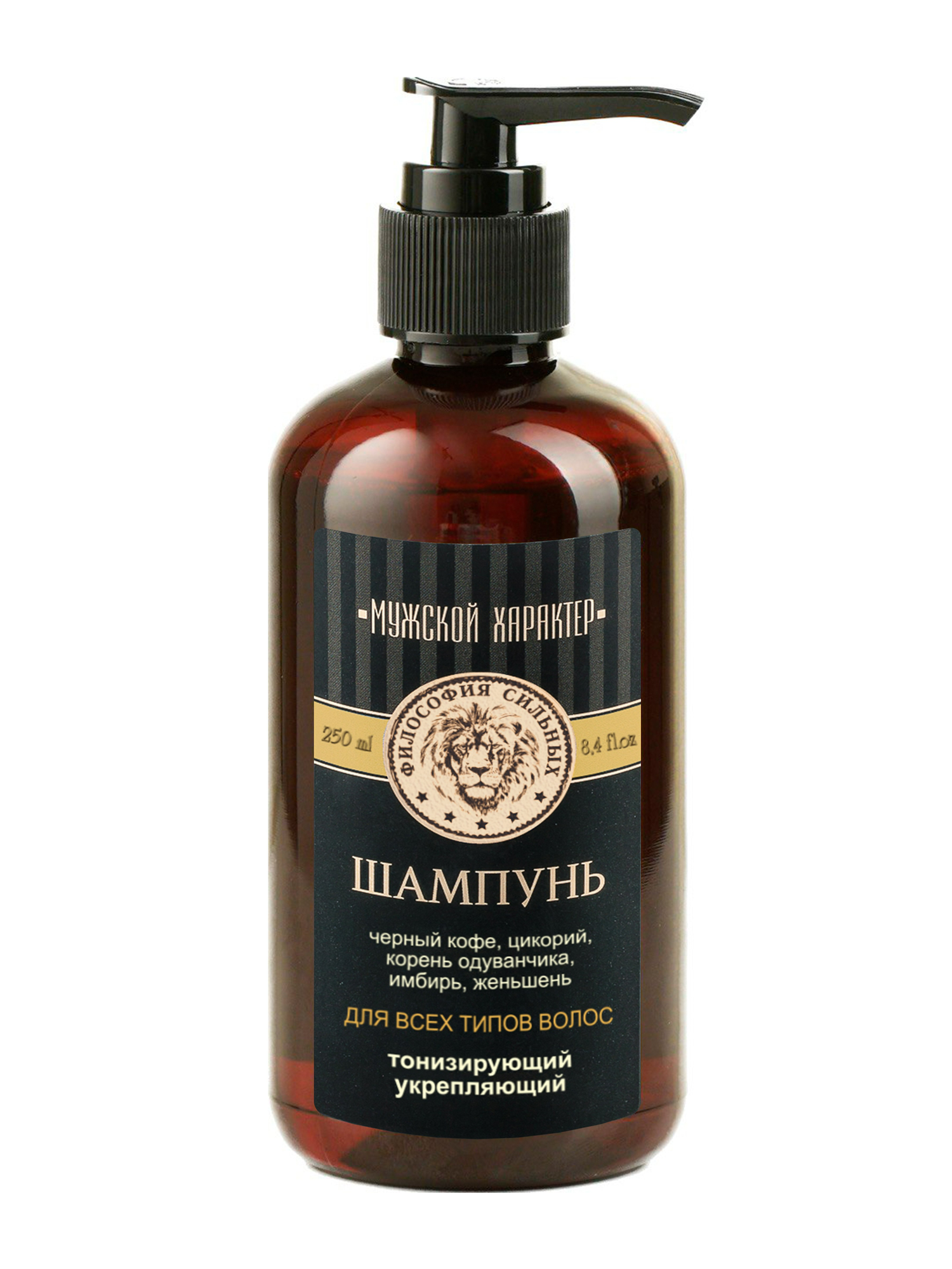 Шампунь Kleona "Мужской характер", укрепляющий с черным кофе, 250мл.