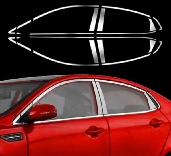 Комплект хром молдингов боковых стекл Kia Rio 3 - Киа Рио 3 2011-2017 седан