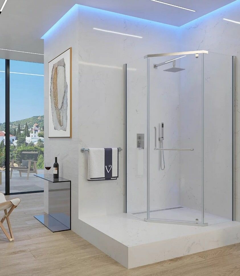 Душевой уголок Veconi Rovigo RV-36, 90х90, стекло прозрачное, профиль хром глянец RV36-90-01-C5