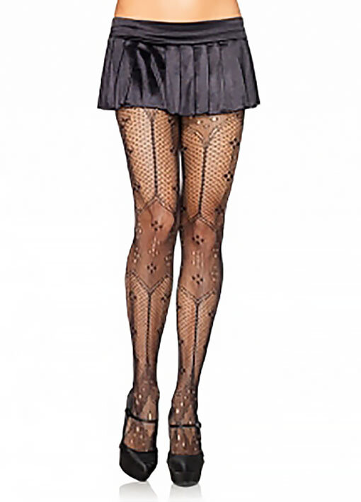 Колготки в сеточку Leg Avenue с медальонами, вязанные крючком, OS