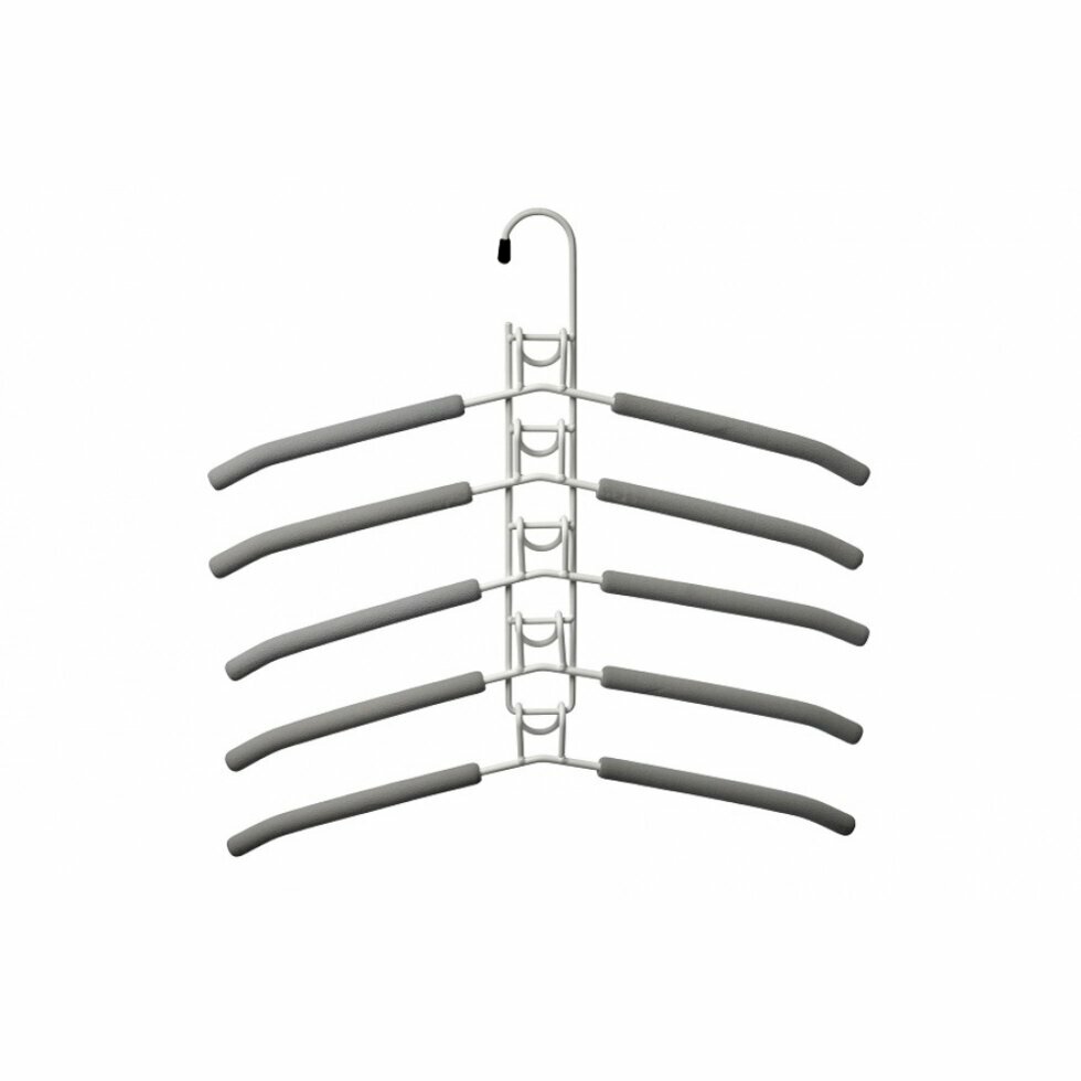 Вешалка-трансформер для одежды 5 в 1, 38x40, «гинго», металл, пена, серая