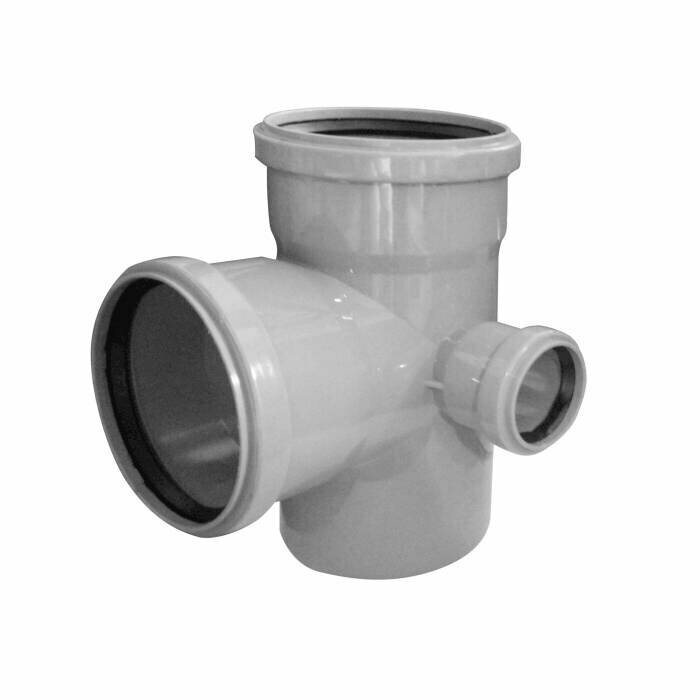 Крестовина PP-H 2-плоскостная левая серая Дн 110х110х50х87,5гр б/нап в/к VALFEX 28111150