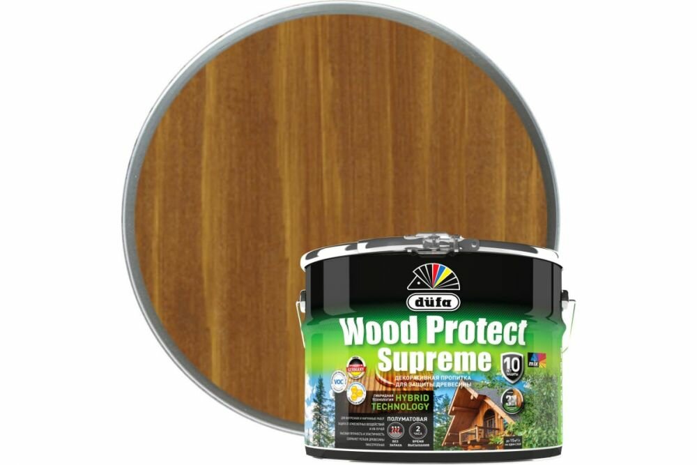 Пропитка по Дереву Dufa Wood Protect Supreme 2.5л Тиковое Дерево для Внутренних и Наружных Работ / Дюфа Вуд Калор Суприм.