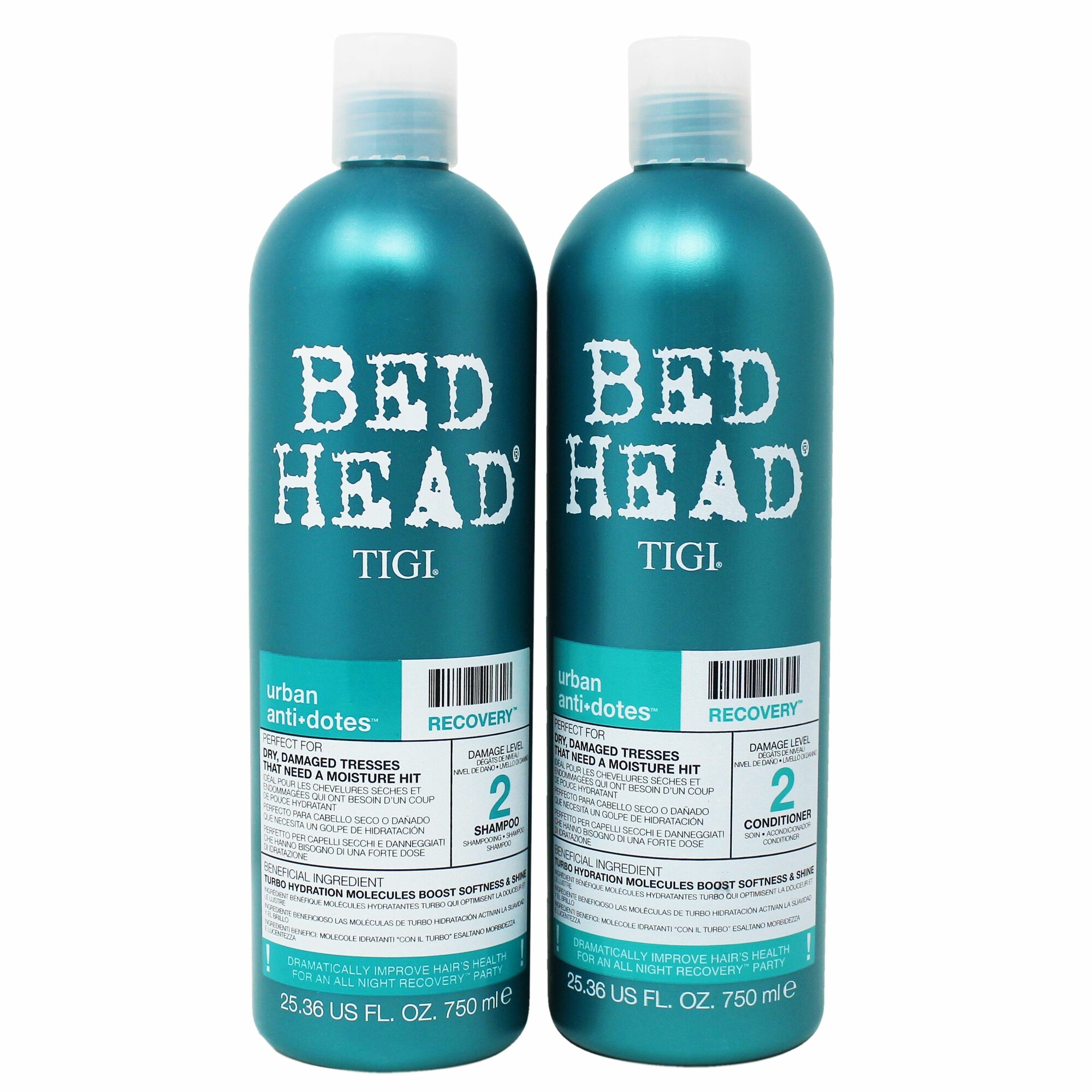 TIGI Bed Head Urban Anti+dotes Recovery - Шампунь и Кондиционер для восстановления поврежденных волос, уровень 2, 2*750 мл
