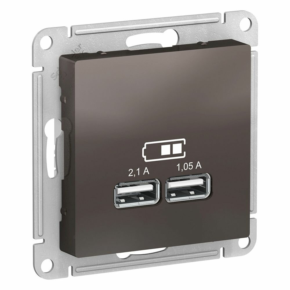 AtlasDesign Мокко USB, 1 порт x 2,1 А, 2 порта х 1,05 А, механизм, Systeme Electric, ATN000633