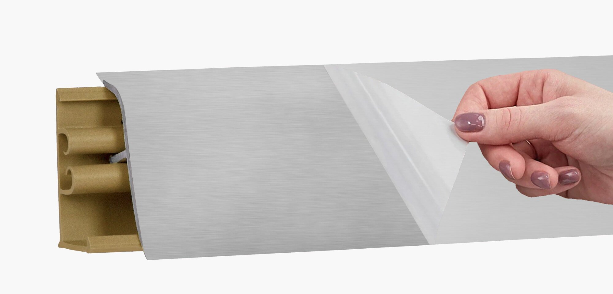 Плинтус для столешницы Korner LB38 с кабель-каналом мягкий край 38х24x3000 мм ПВХ, Алюминий -1 шт