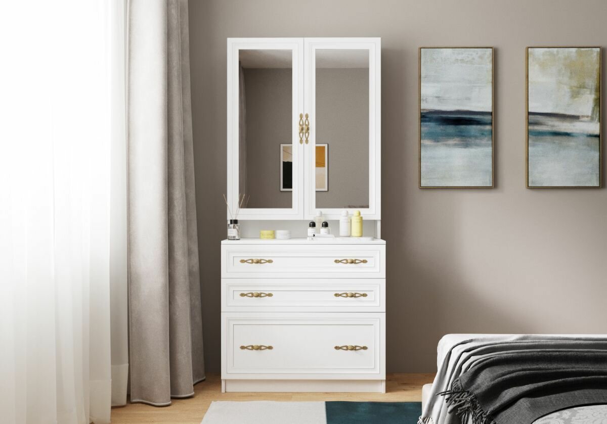 Трюмо Карлос-027 Белый с зеркалом 80*179.5*45