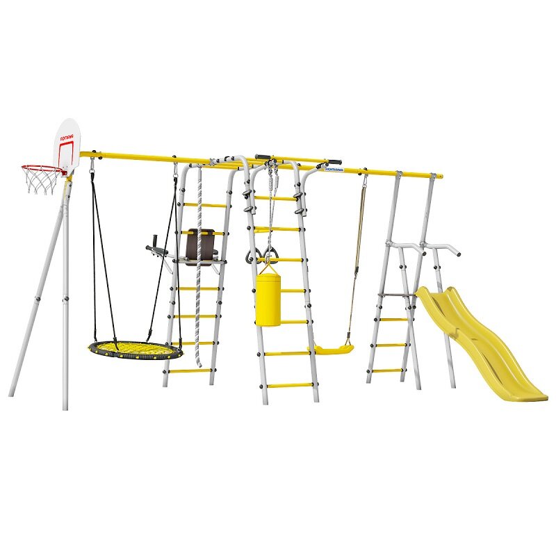 Детский спортивный комплекс Romana Fitness-PRO с горкой 900 мм, комплект 4, grey/yellow