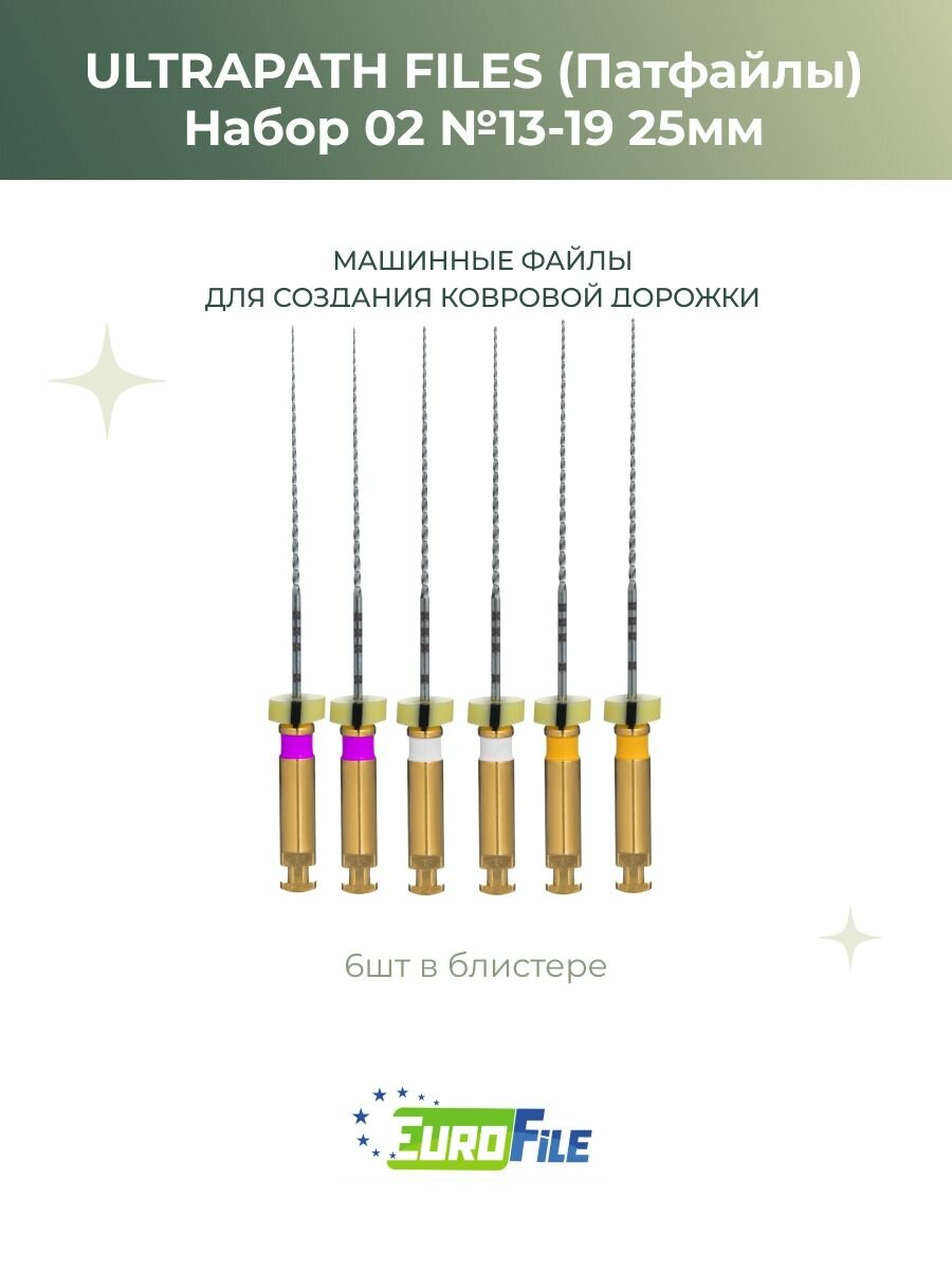 Патфайлы UltraPath Files 25мм 02 набор №13-19, 6шт Еврофайл