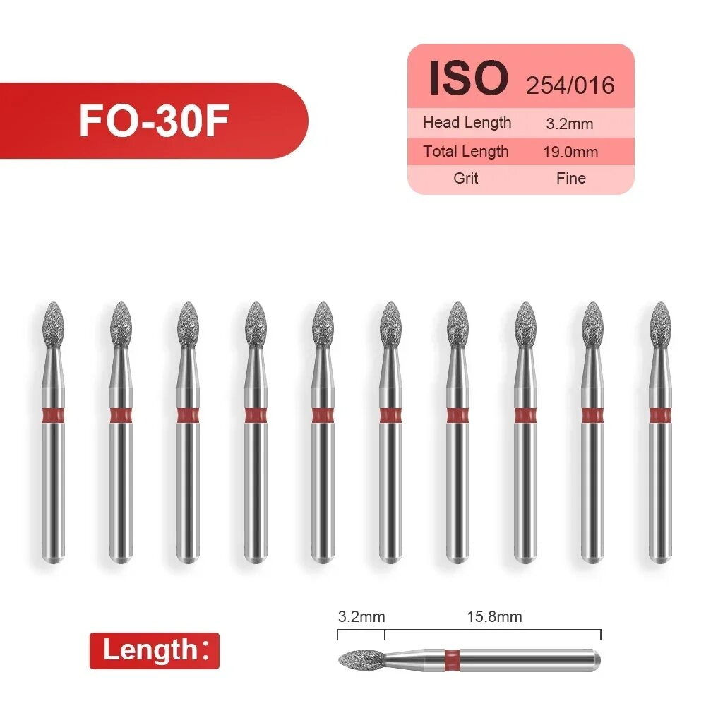 Стоматологические боры FO-30F, Fine, 3.2 мм, 10 шт.