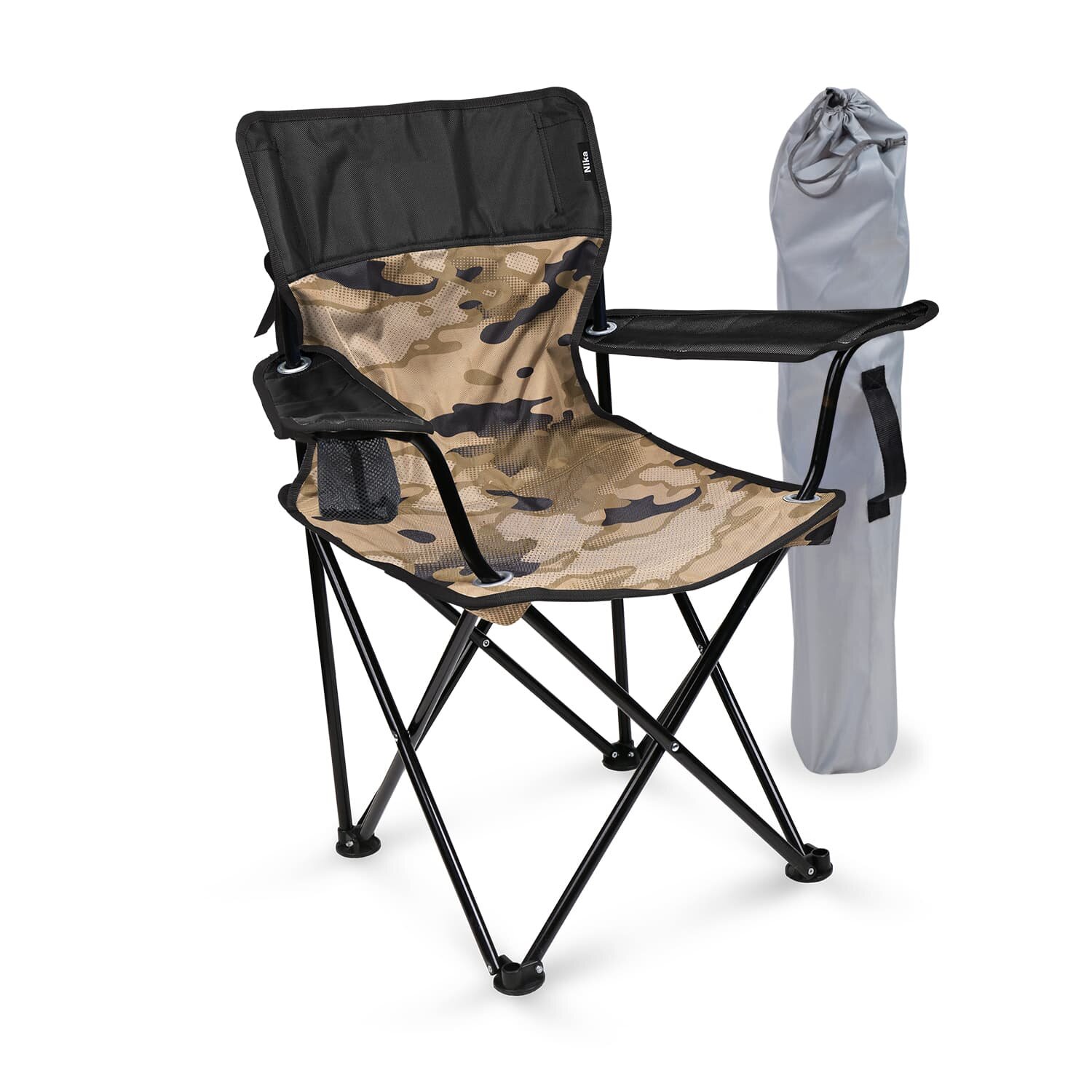 НИКА Стул складной "Премиум 6" ПСП6 (ПСП6/К камуфляж коричневый/черный)