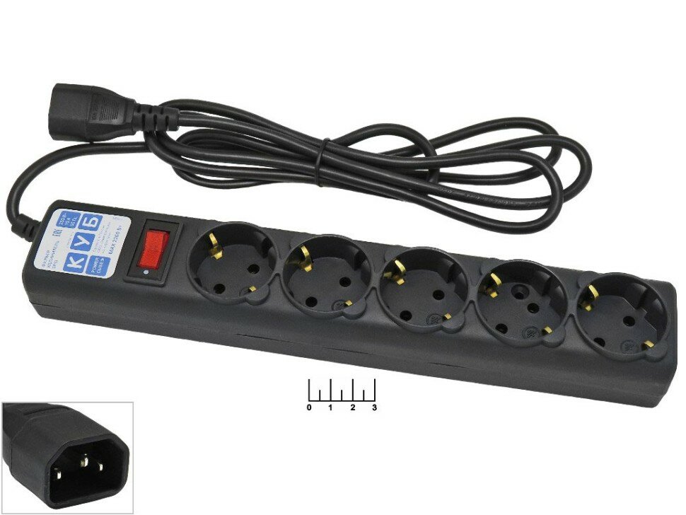 Сетевой фильтр 5/1.9м Power Cube (max-10A) (вилка C14 для ИБП) (SPG5-B2)