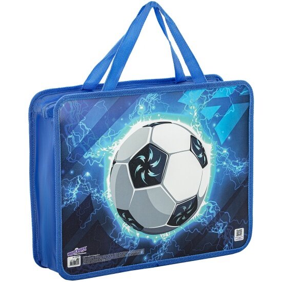 Папка на молнии Юнландия с ручками А4, 1 отделение, пластик, 80 мм, "Football", 272158