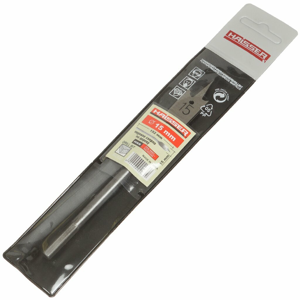 Сверло по дереву перовое Haisser 15 мм HS103306, для дрели, Китай, 1 шт