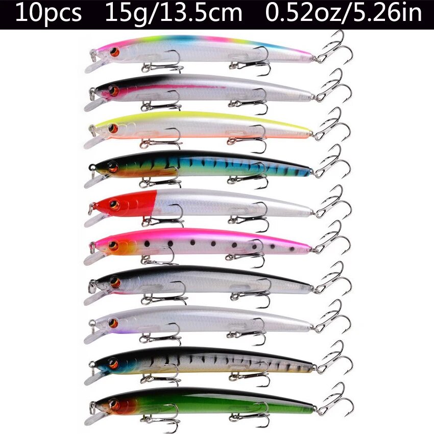 Набор воблеров 10шт, 15г, 13.5см, Цвет: D-10pcs Lures