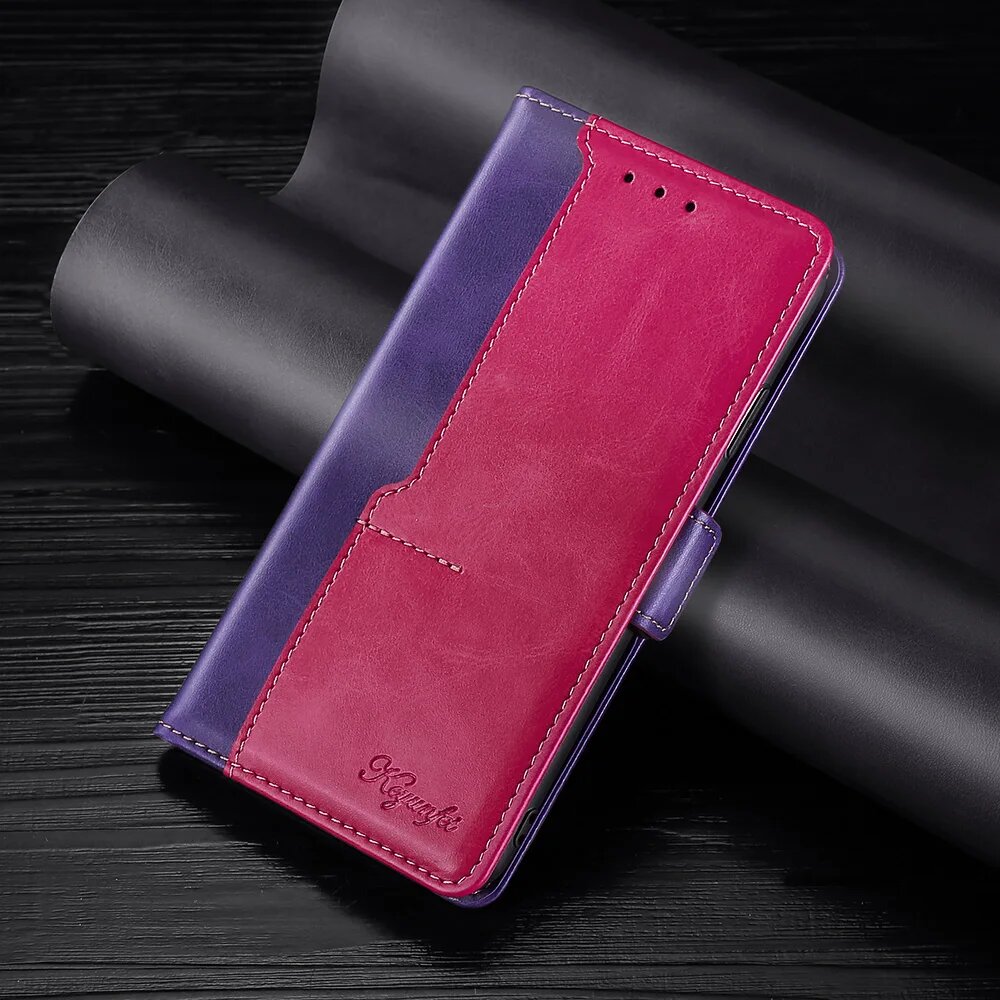 Кожаный флип-чехол Realme GT Neo 6, фиолетовый