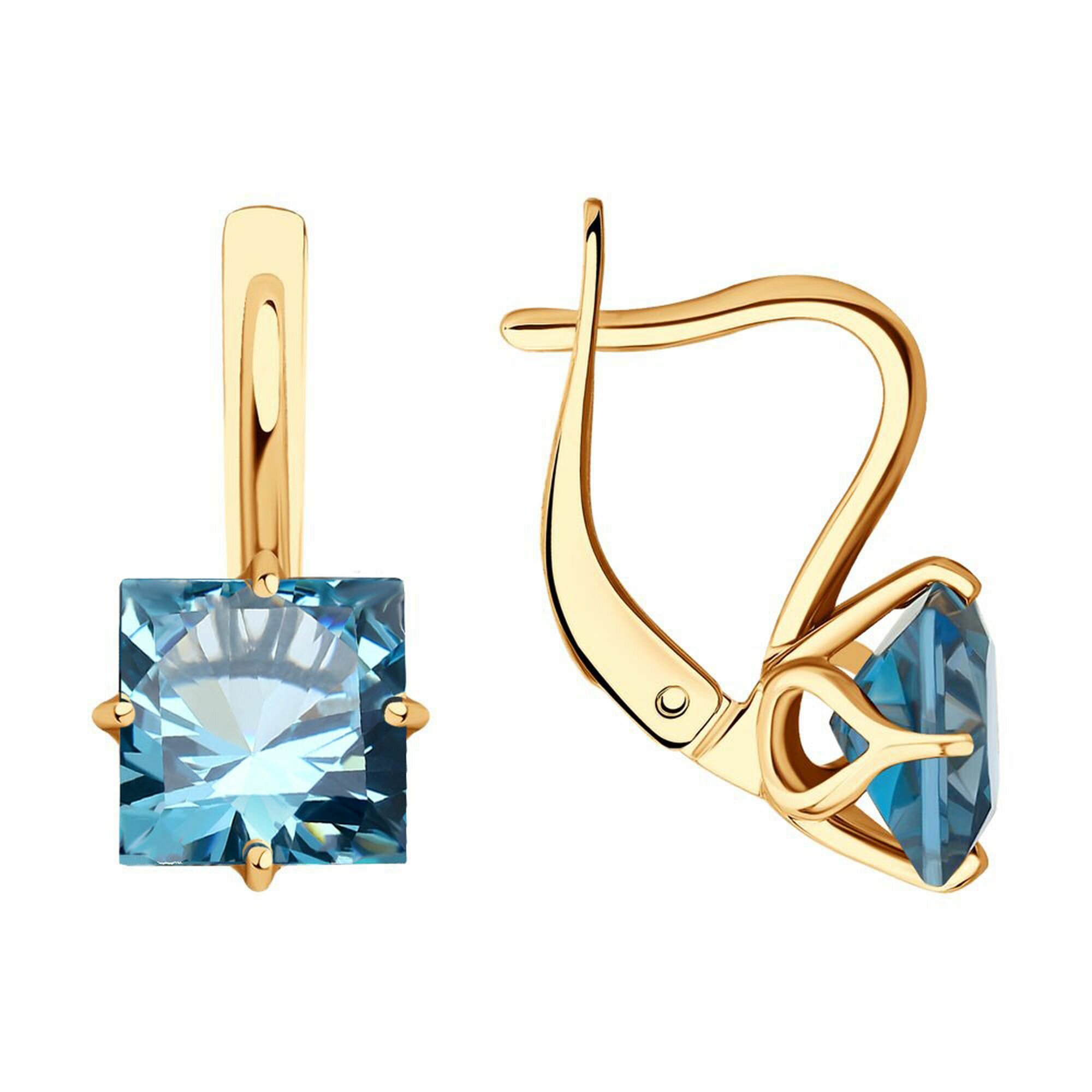 Серьги, красное золото, 585 проба, Лондон топаз