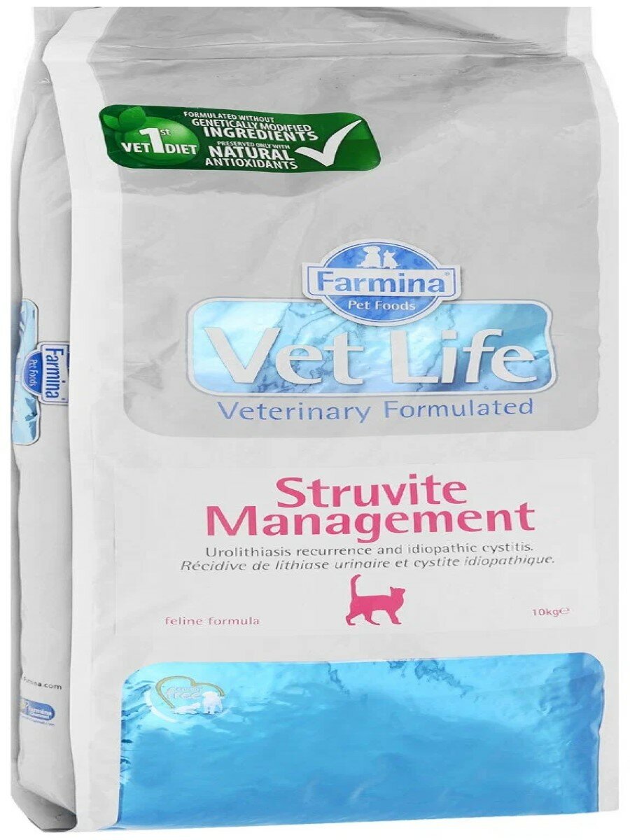 Farmina Корм сухой Vet Life Cat Management Struvite для взрослых кошек при профилактике МКБ 10 кг