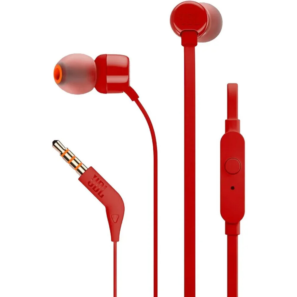 Наушники проводные JBL Tune 110, красный , внутриканальные (JBLT110RED)