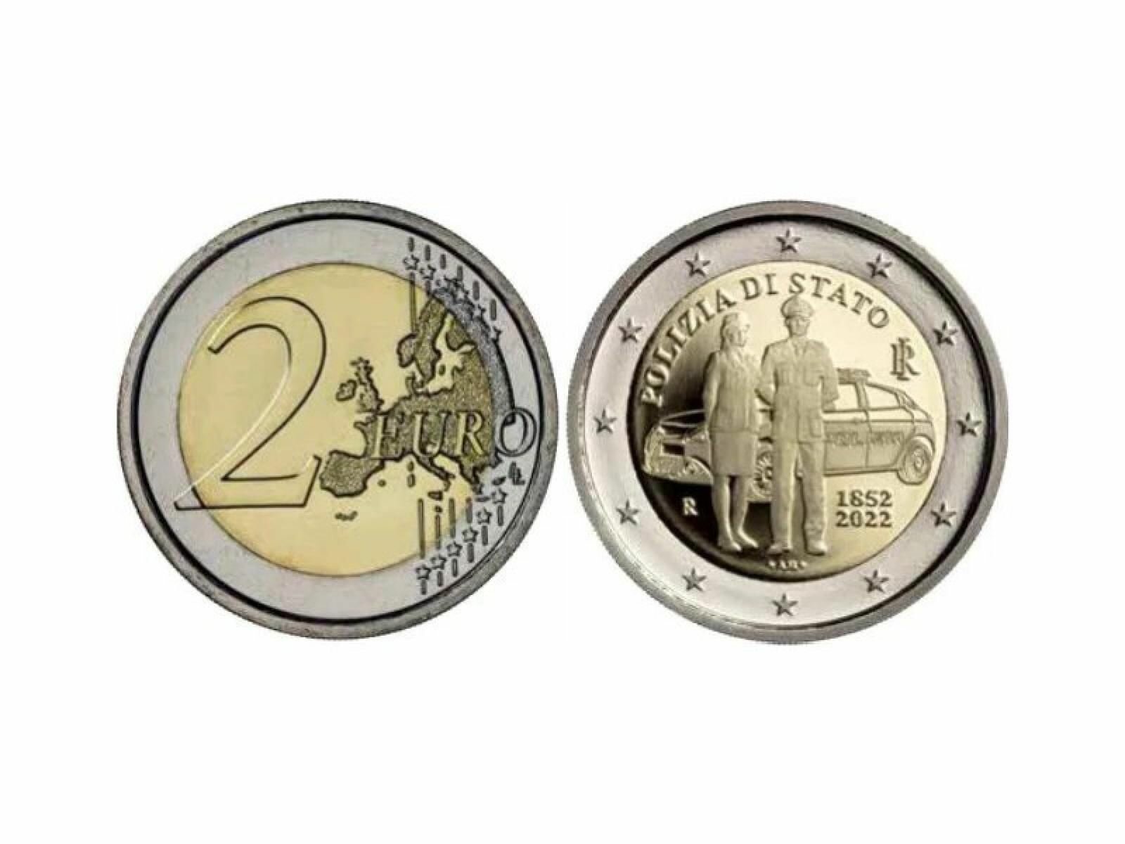 2 евро Италии 2022 г. Полиция