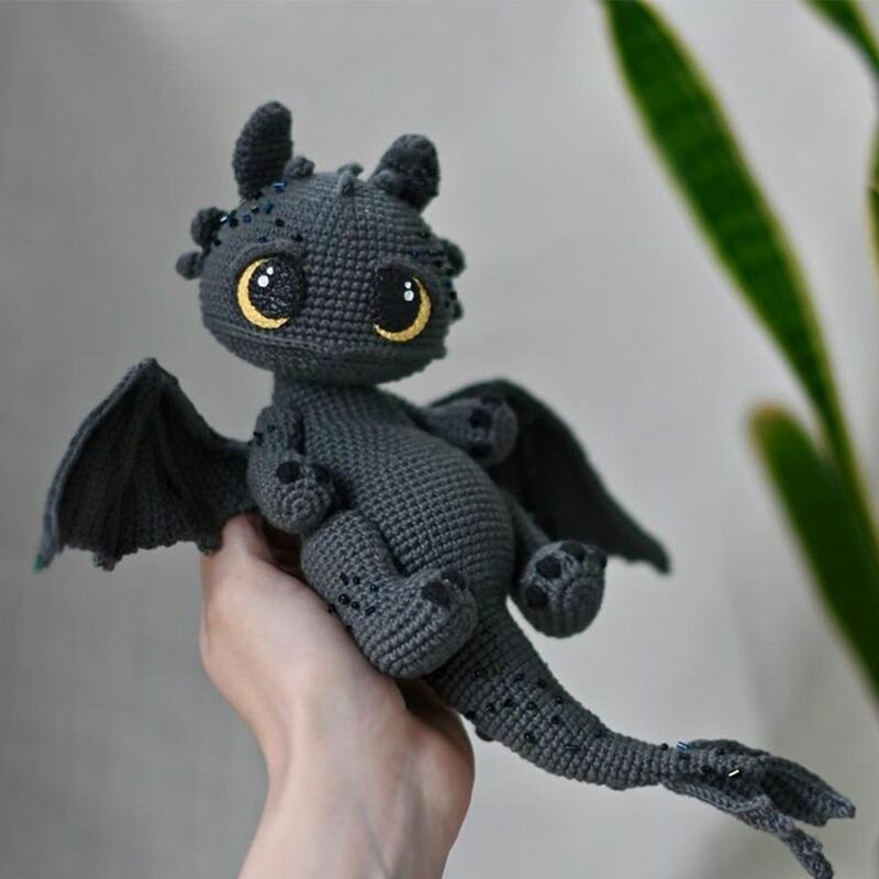 Учитель драконов, Беззубик, DIY вязание, набор материалов: мягкая игрушка, пряжа, крючок