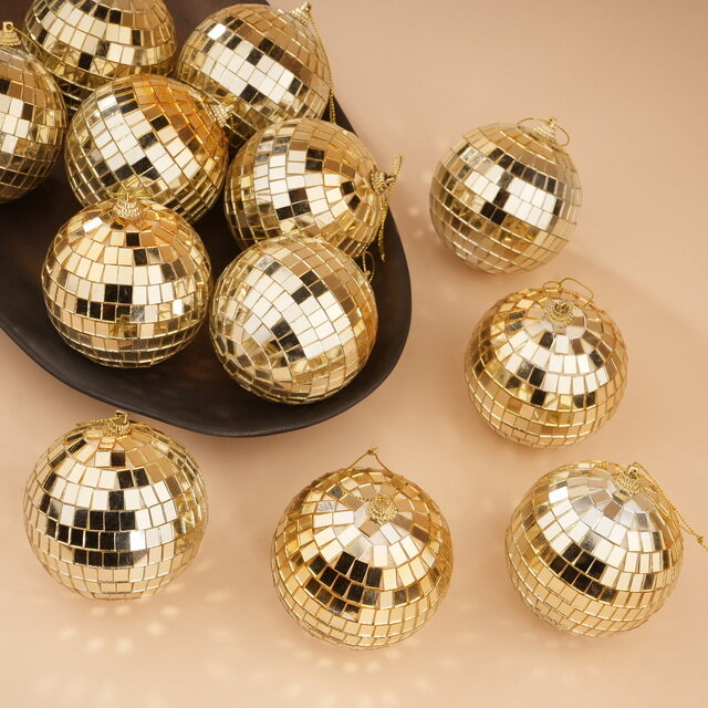 Набор елочных шаров Ночь в стиле Диско 6 см, 12 шт, золотой, Koopman, AAE130600-набор
