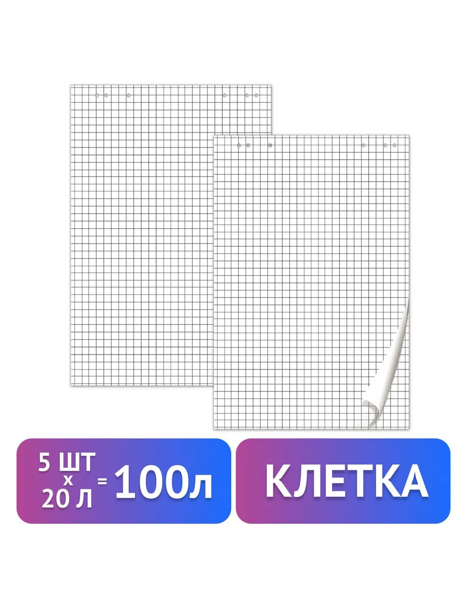Блокноты для флипчарта набор 5 шт, 20 л