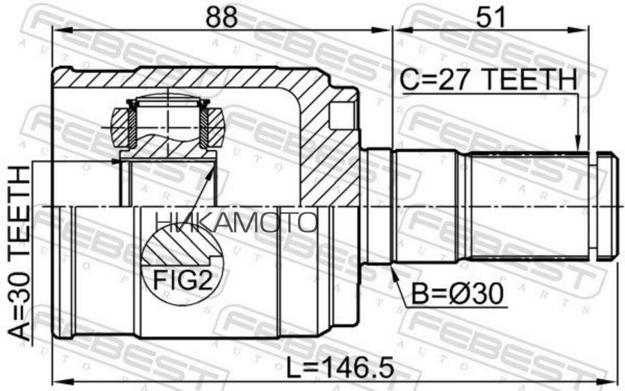 FEBEST 1211-ELN19 ШРУС HYUNDAI ELANTRA 15- внутр.