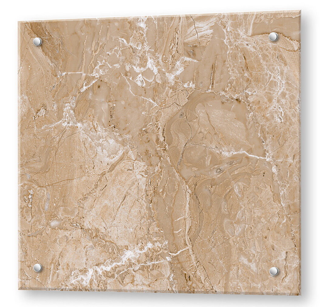 Кухонный экран из закаленного стекла "карамельный мрамор" - (600х600х4 мм)