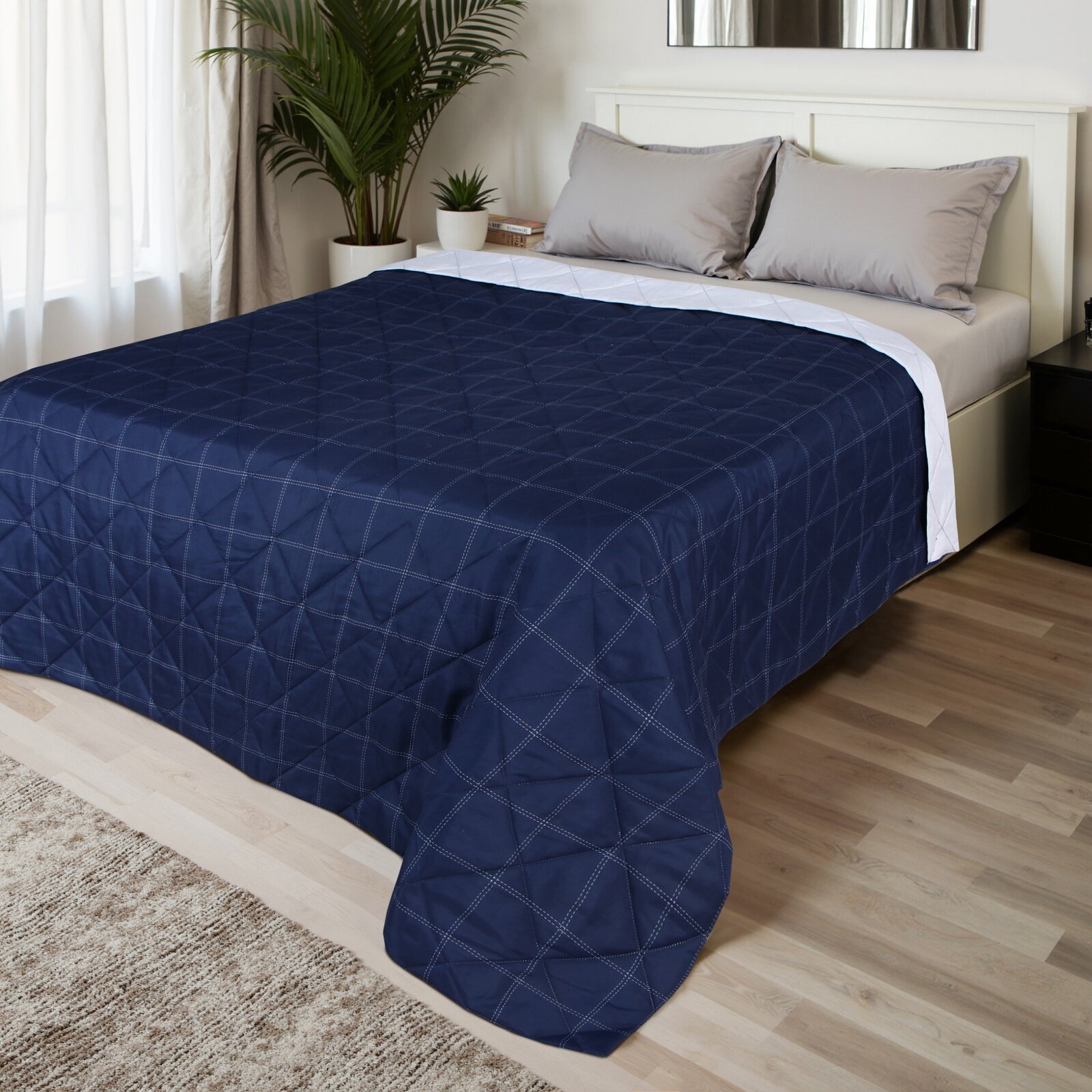 Покрывало LoveLife евро макси Cage: dark blue 240*210±5см, микрофайбер, 100% п/э, 10623946